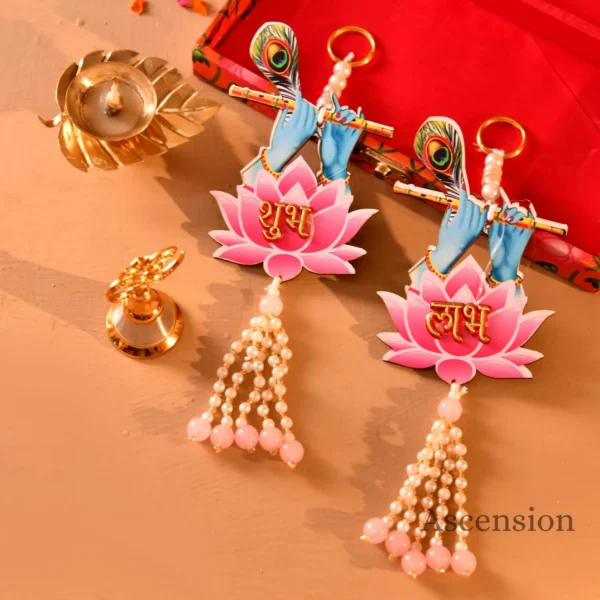 Murli Lotus Shubh Labh Toran With Ghanti for Decor